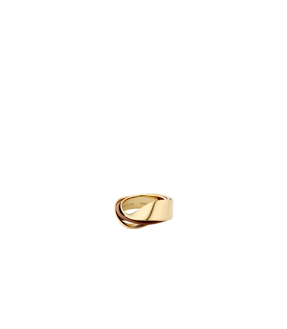 Polène | Ring - Ormé - Gold Gilded with Camel Leather – Polène DK